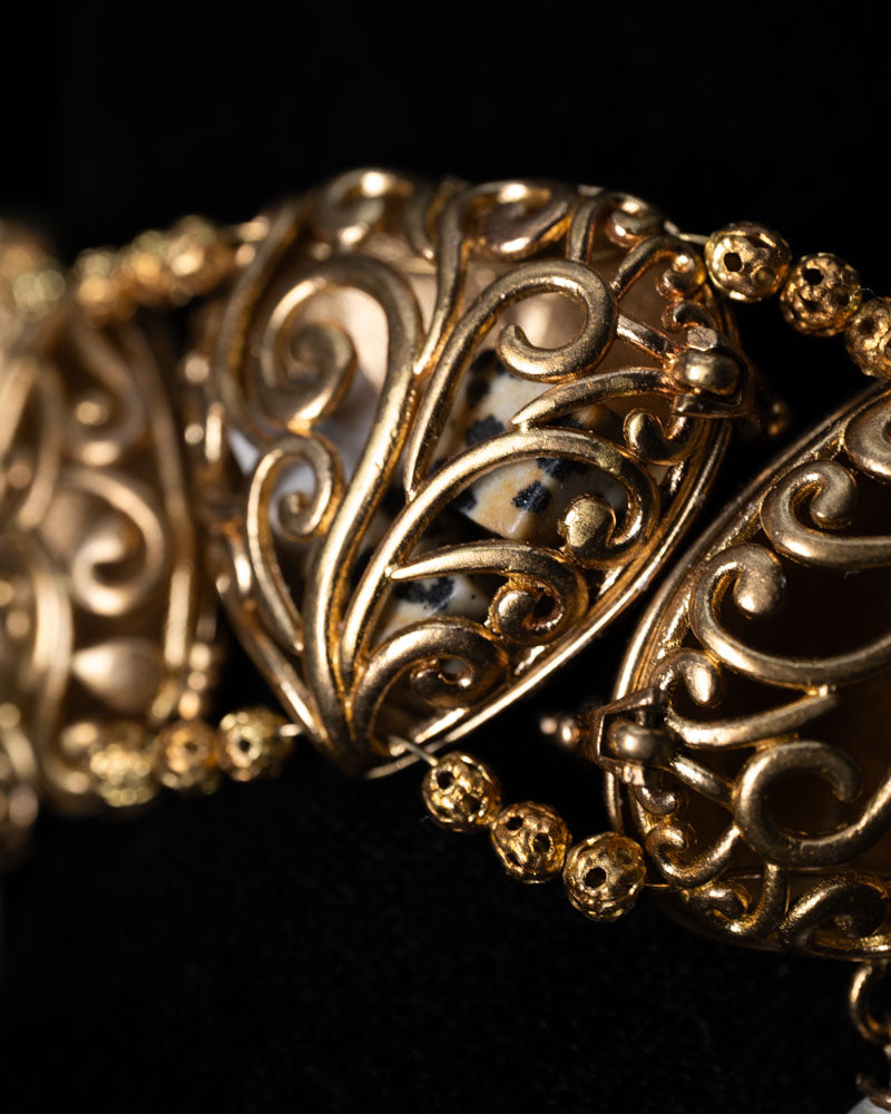 Crown Collar Statement Choker in Brass with Pearls and Gemstones ...