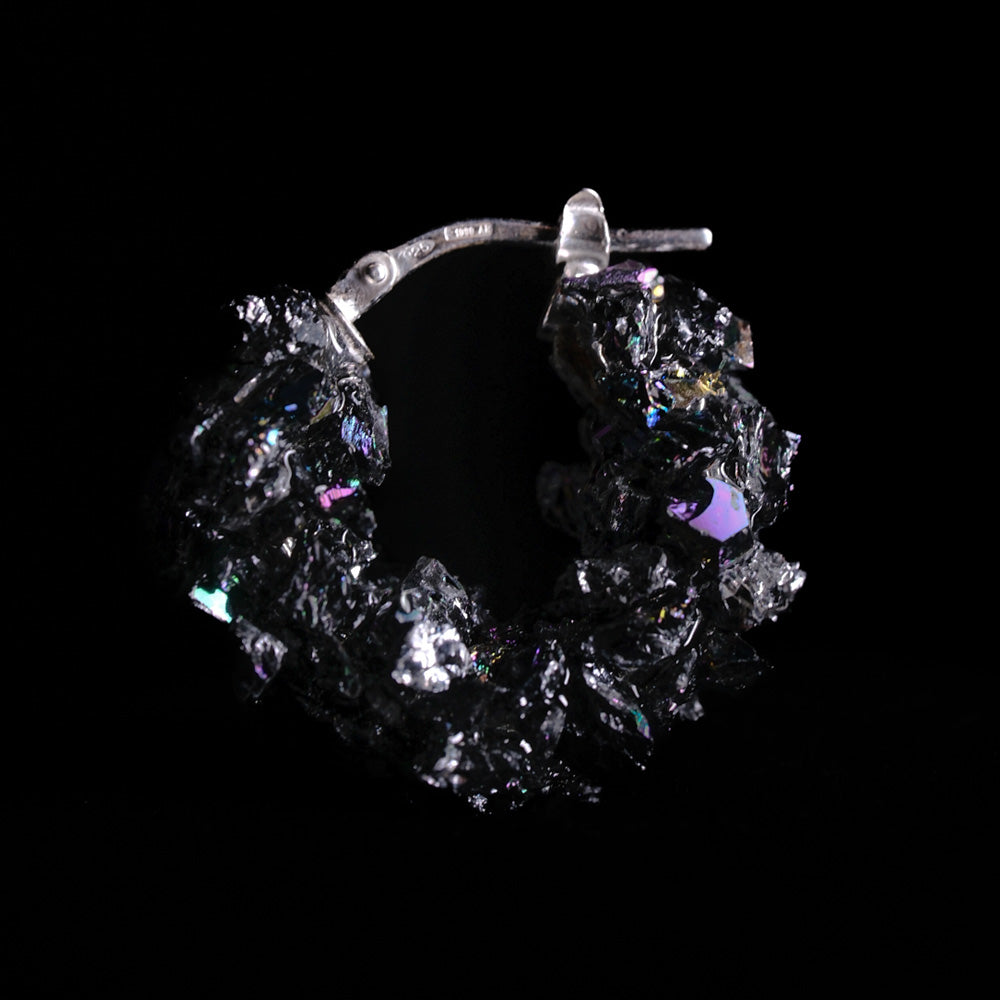 "Rainbowite" by Surrealium – SIlver Ear Ring with Crushed Rainbow Gems ...
